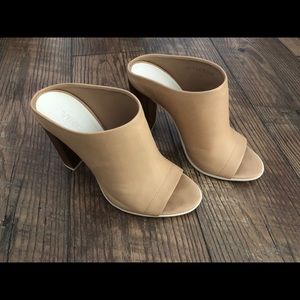 Vince Shoes | Tan Leather Clog Sandals W Wooden Heal | Poshmark